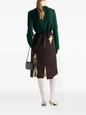 Prada Bonded Gabardine Skirt With Devoré Effect - Brown