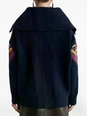 Etro Wool And Cashmere Sweater With Zip And Silk Insert