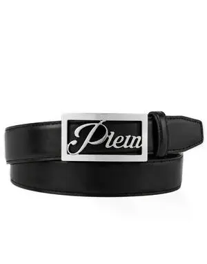 Philipp Plein Saffiano Leather Belt With Openwork Buckle