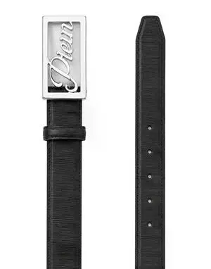Philipp Plein Saffiano Leather Belt With Openwork Buckle