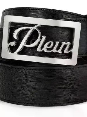 Philipp Plein Saffiano Leather Belt With Openwork Buckle