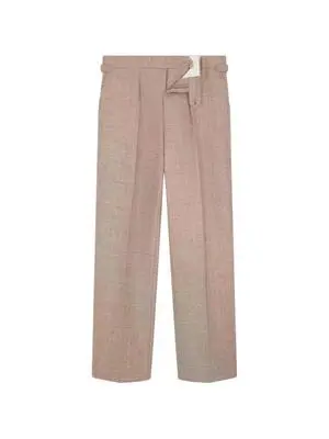 FURSAC Beige Wool Herringbone Pattern Tailored Trousers - Neutrals