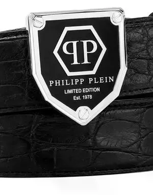 Philipp Plein Leather Belt With Hexagonal Buckle