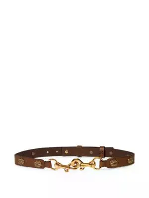 Etro Leather Pony Belt With Oval-shaped Studs - Brown