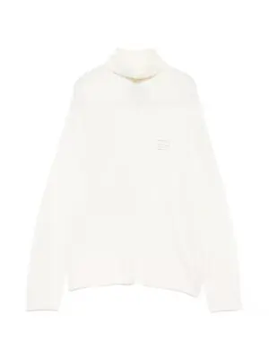ERMANNO FIRENZE Embroidered-logo Roll-neck Sweater - Neutrals