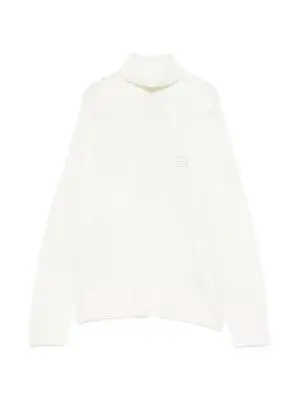 ERMANNO FIRENZE Embroidered Logo Roll-neck Sweater - Neutrals