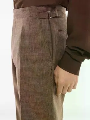 FURSAC Pleated Wool Trousers With Micro-check Pattern