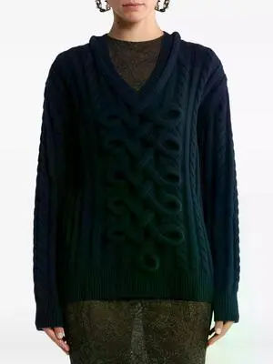 Etro Ribbed Wool-blend Sweater With Woven Detailing
