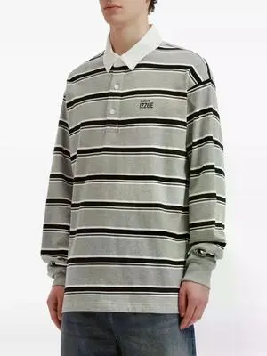 Izzue Horizontal-stripe Long-sleeve Polo Shirt