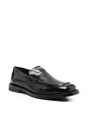 Moschino Plaque Leather Loafers