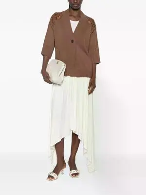 ERMANNO FIRENZE Floral Appliqué V-neck Cardigan