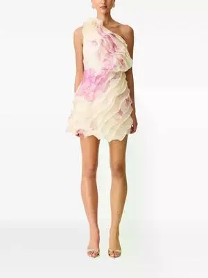 ELLIATT Rova Floral-print One-shoulder Mini Dress - Neutrals