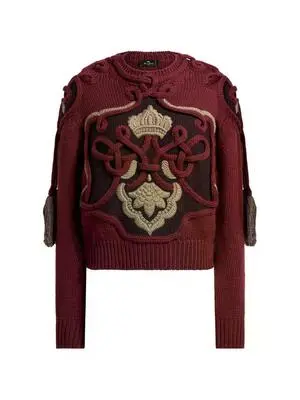Etro Ribbed Wool Sweater With Tassels And Embroidery