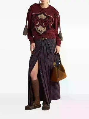 Etro Ribbed Wool Sweater With Tassels And Embroidery