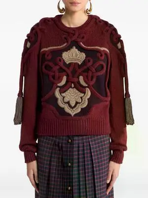 Etro Ribbed Wool Sweater With Tassels And Embroidery