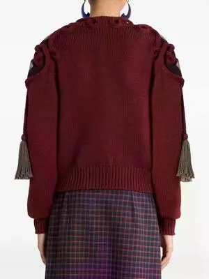 Etro Ribbed Wool Sweater With Tassels And Embroidery