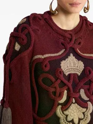 Etro Ribbed Wool Sweater With Tassels And Embroidery
