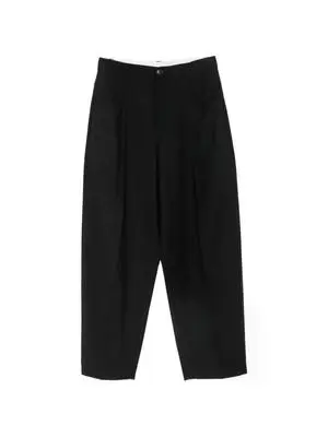 TELA Pleated Detail Cropped Trousers - Black