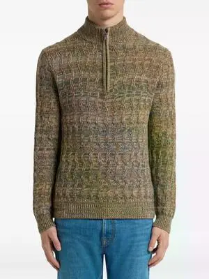 Etro Cable Knit Cashmere Quarter Zip Sweater