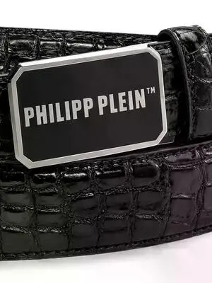 Philipp Plein Leather Belt With Crocodile Effect - Black