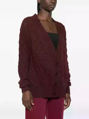 Ermanno Scervino Cable-knit Pointelle-trim Cardigan