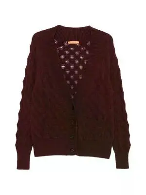 Ermanno Scervino Cable-knit Cardigan With Pointelle Detailing - Red