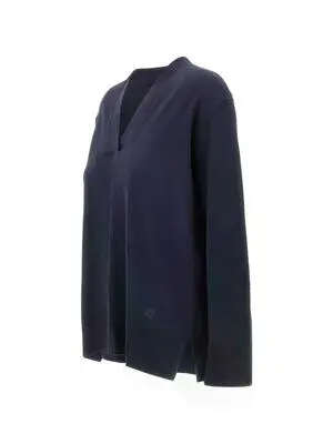 ELENA MIRÒ V-neck Side-slit Fine-knit Top