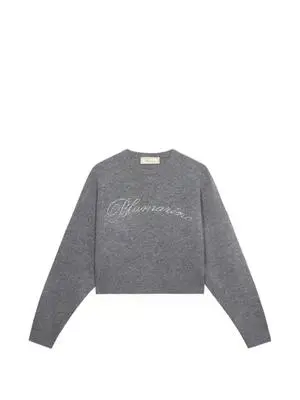 Blumarine Rhinestone Logo Wool Sweater