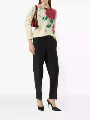 Blumarine Floral Print Crew Neck Sweater