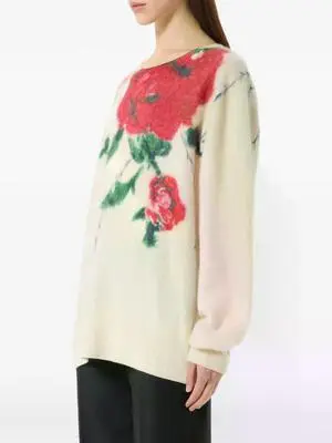 Blumarine Floral Print Crew Neck Sweater