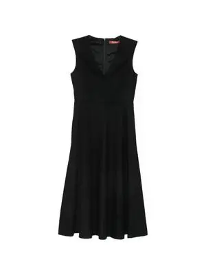 Max Mara Sleeveless V-neck A-line Midi Dress - Black