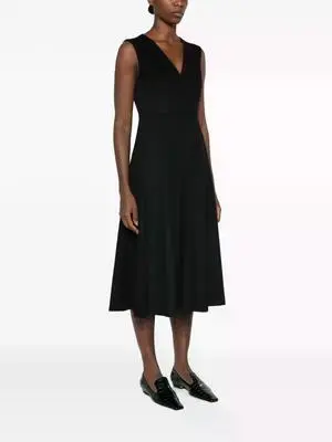 Max Mara Sleeveless V-neck A-line Midi Dress - Black