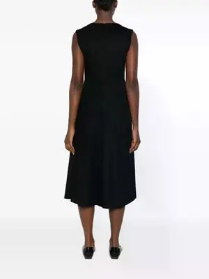 Max Mara Sleeveless V-neck A-line Midi Dress - Black