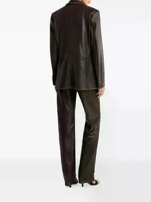 Etro Single-breasted Leather Jacket With Studs