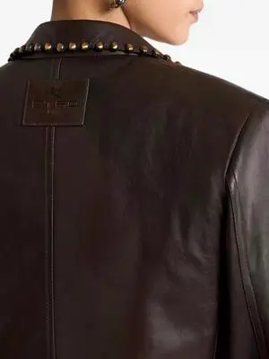 Etro Single-breasted Leather Jacket With Studs