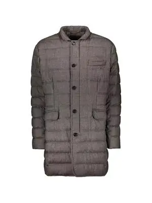 MOORER Quilted High-neck Coat - Brown