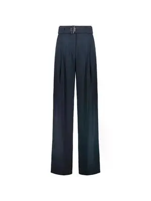MOORER Belted Pleated Wide Leg Trousers