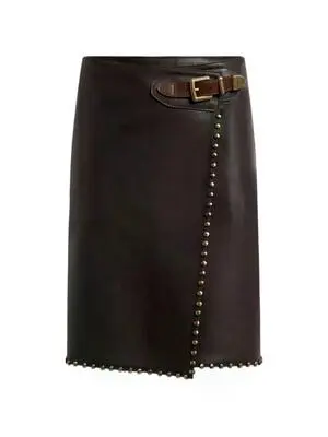 Etro Short Leather Skirt With Studs