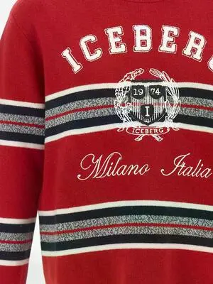 Iceberg Embroidered Striped Wool Sweater