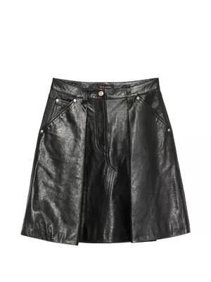 WALES BONNER Pleated Leather Midi Skirt - Black