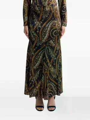 Etro Silk-blend Satin Maxi Skirt With Paisley Print