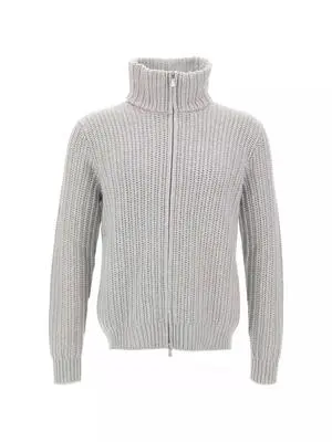 GRAN SASSO Ribbed-knit Zip-up Cardigan - Grey