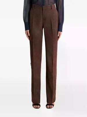 Etro Straight-leg Wool Trousers With Pheasant Feathers And Micro Houndstooth Motif