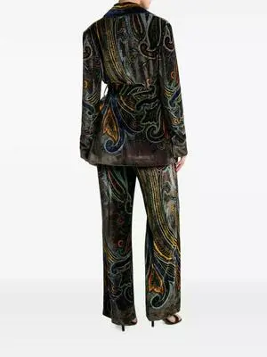 Etro Velvet Jacket With Paisley Motif And Belt