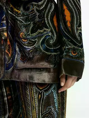 Etro Velvet Jacket With Paisley Motif And Belt