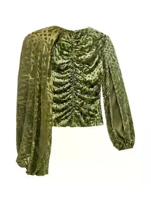 La DoubleJ Brigid Devoré Velvet Top With Heart Knot Print