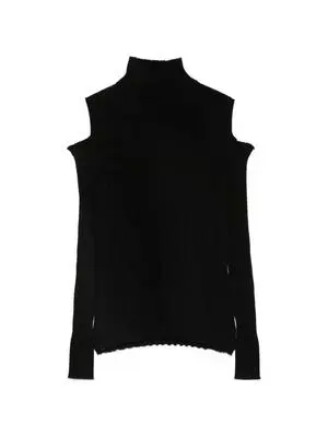 D.exterior Cold-shoulder Ribbed Sweater