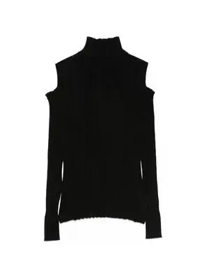 D.exterior Cold-shoulder Ribbed Sweater