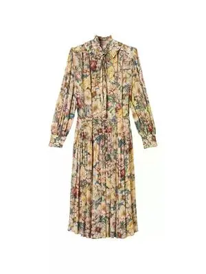 TWINSET Floral Print Crépon Maxi Dress - Neutrals