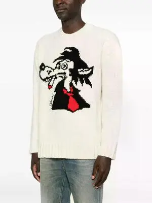 Amiri Wolf Intarsia Crew Neck Sweater